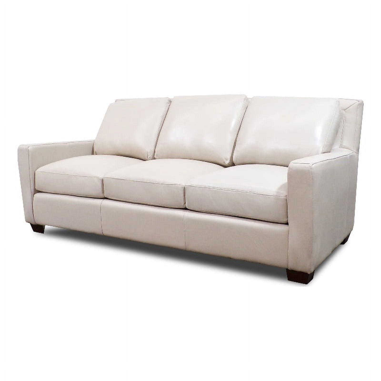 Bowery Hill Transitional Leather Sofa in Luxurious Off White - Walmart.com
