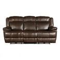 Bowery Hill Transitional Leather Sofa with Power Headrest in Brown ...