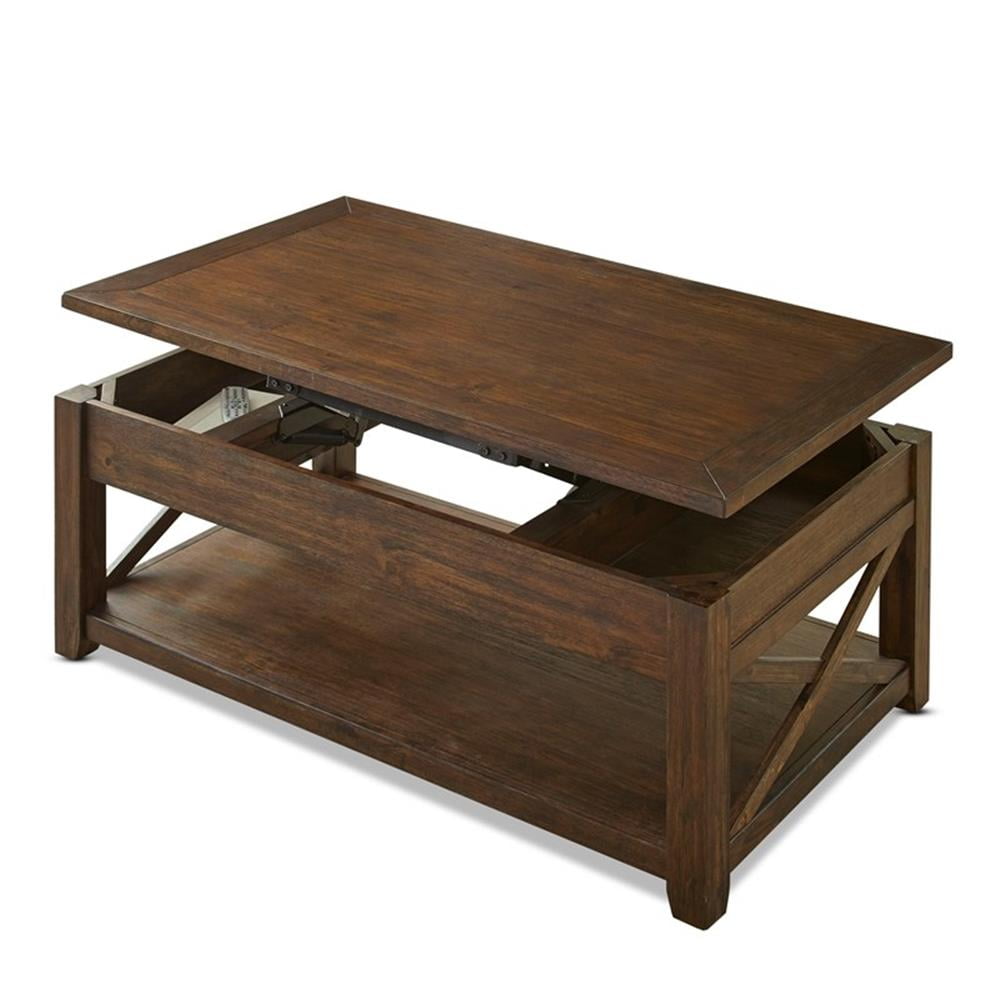 Bowery Hill Transitional Lift Top Mobile Wood Coffee Table in Chocolate ...