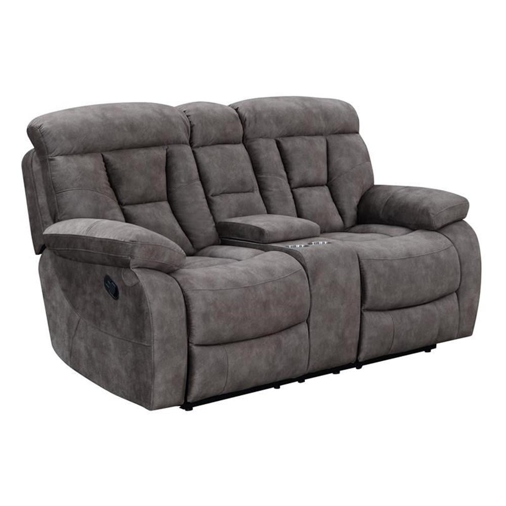 Bowery Hill Reclining Double Loveseat, Transitional Mushroom Console ...