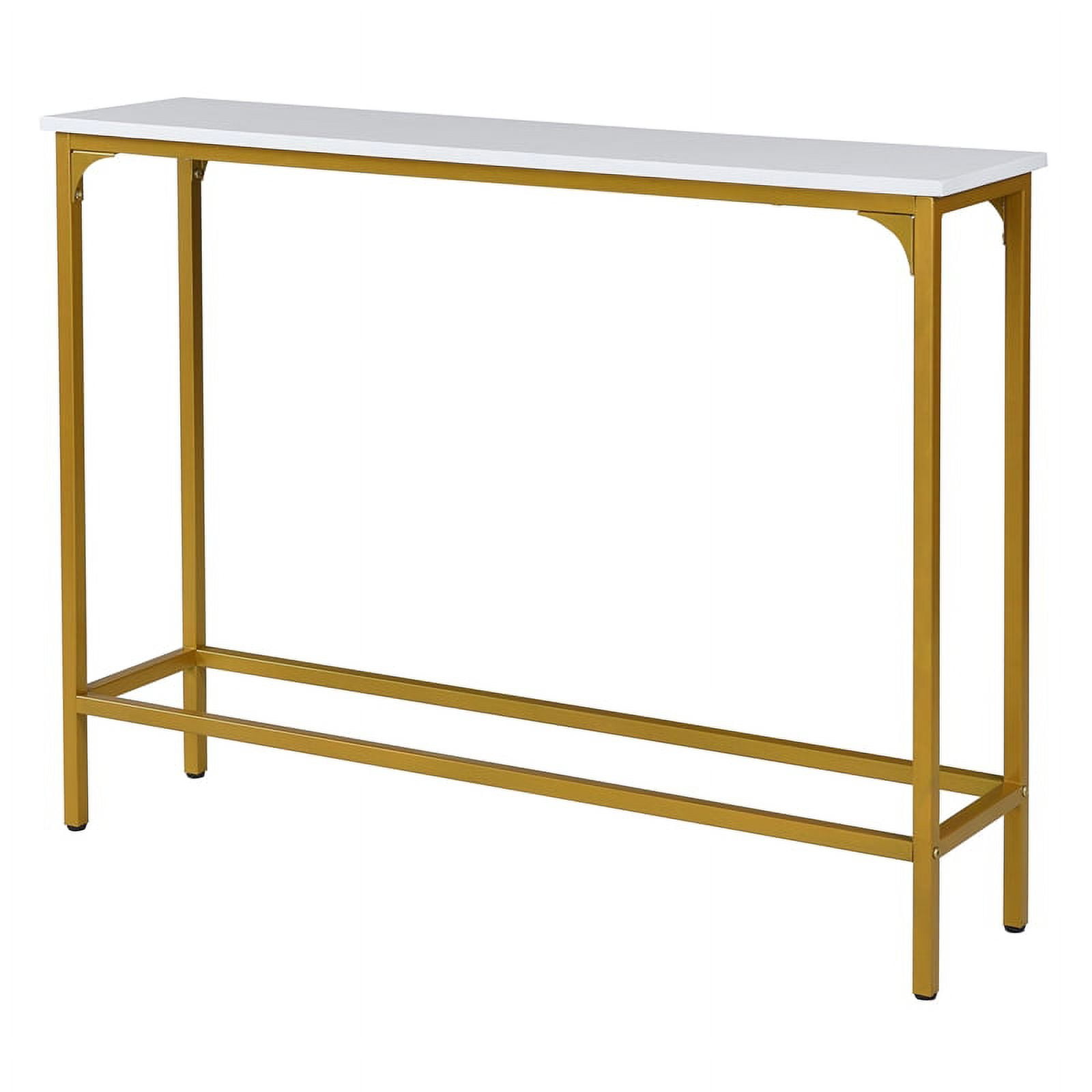 Bowery Hill Transitional Slim Metal Console Table in White and Gold ...