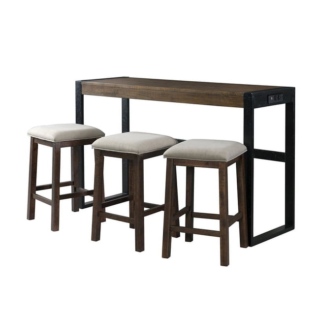 Bowery Hill Transitional Wood Brown Contemporary Multipurpose Bar Table ...