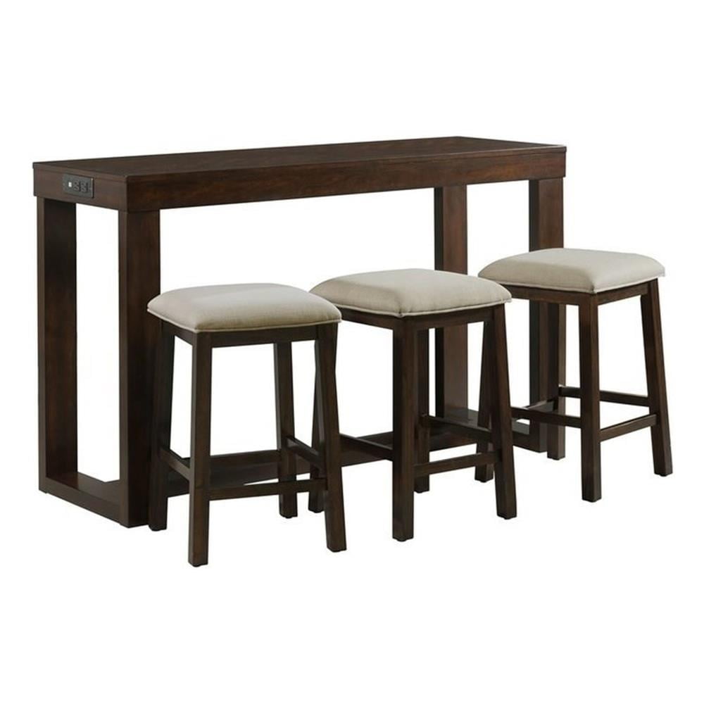 Bowery Hill Transitional Wood Brown Multipurpose Bar Table Set ...