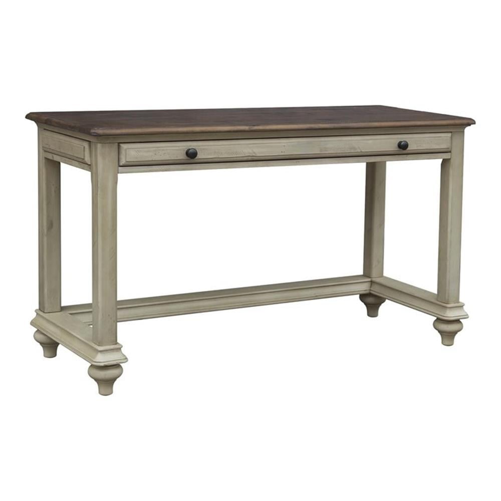 Bowery Hill Transitional Wood Computer Desk in Cream Puff/Walnut Brown ...