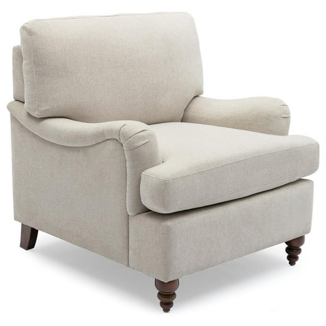 Bowery Hill Transitional Wooden Fabric Arm Chair in Sea Oat Beige ...
