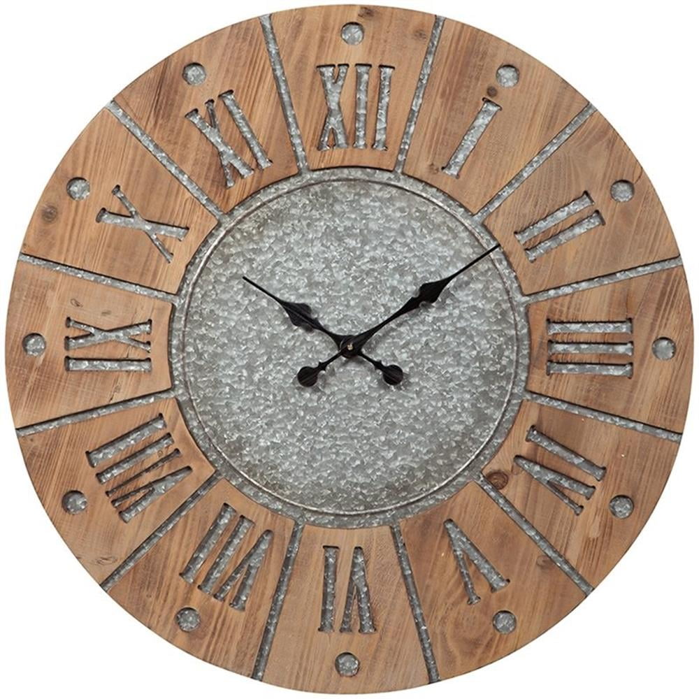 Bowery Hill Wall Clock in Antique Gray and Natural - Walmart.com