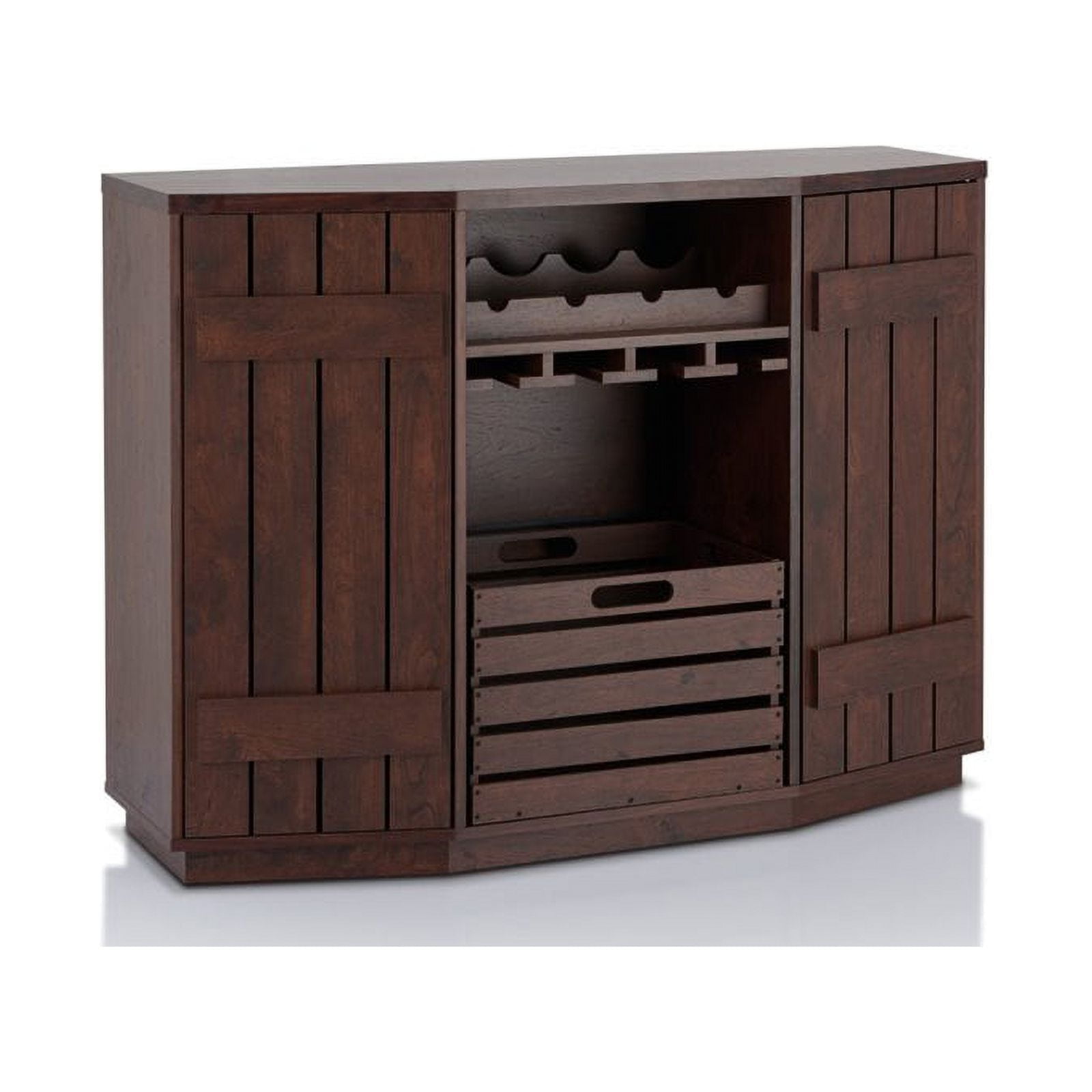 Bowery Hill Wine Rack Buffet in Vintage Walnut - Walmart.com