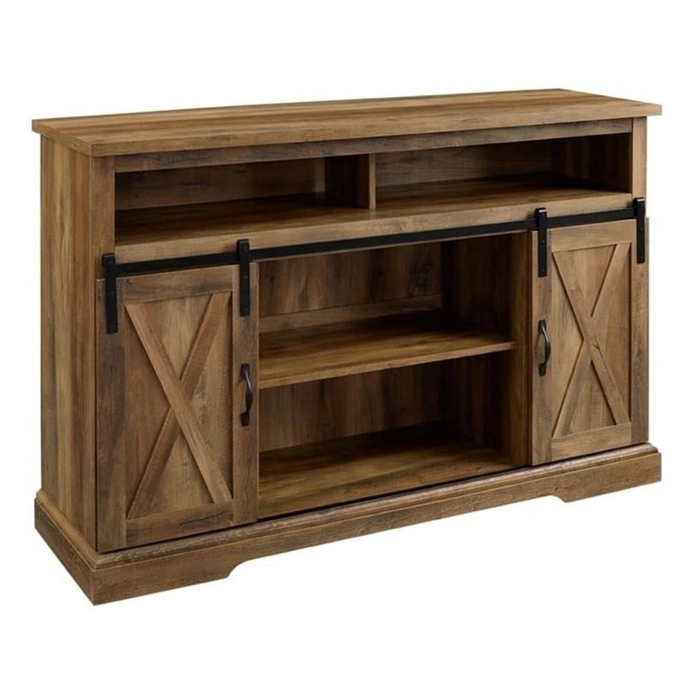 Bowery Hill Wood Sliding Highboy TV Stand for TVs up to 58" in Dark ...