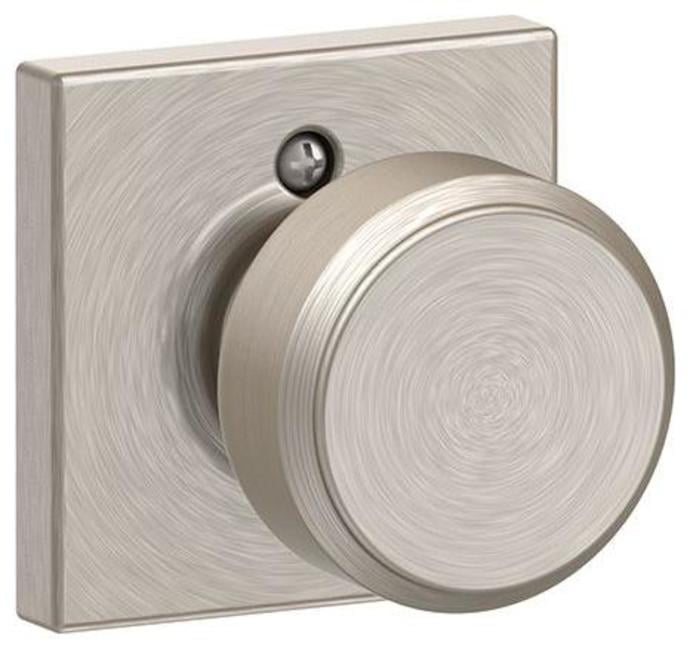 Bowery Knob with Collins Trim Non-Turning Lock, Satin Nickel (F170 BWE ...