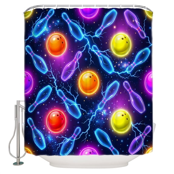 Bowing Bathroom Shower Curtains with 12 Hooks Polyester Waterproof ...