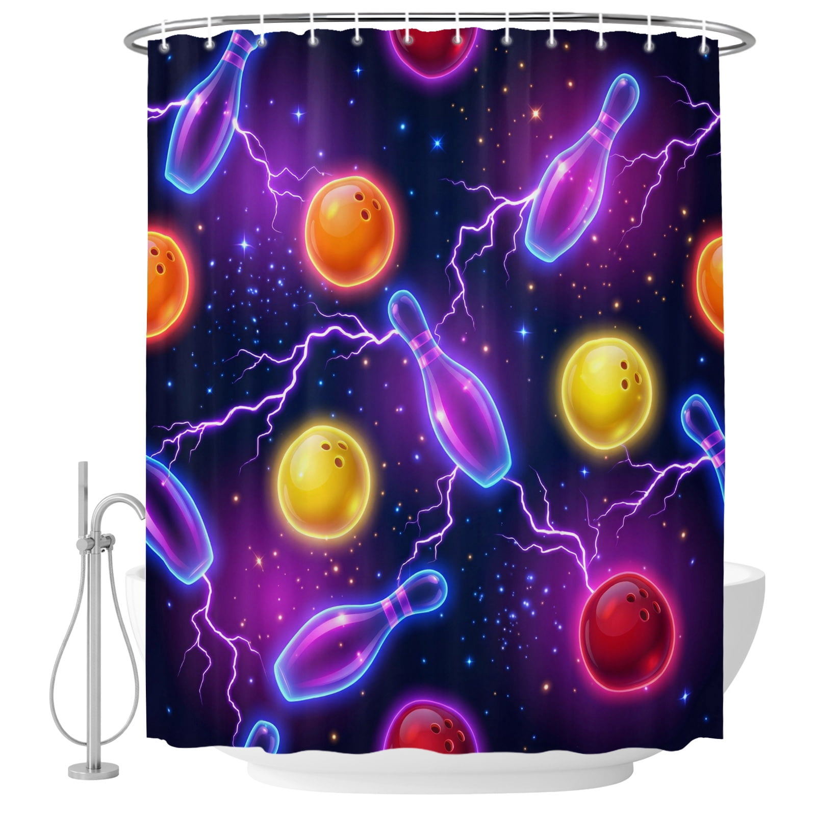 Bowing Shower Curtain Set - 48" x 72" Washable Bathtub Curtain with 12 ...