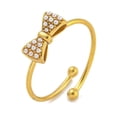 Bowknot 304 Stainless Steel Adjustable Ring for Women Plastic Imitation ...