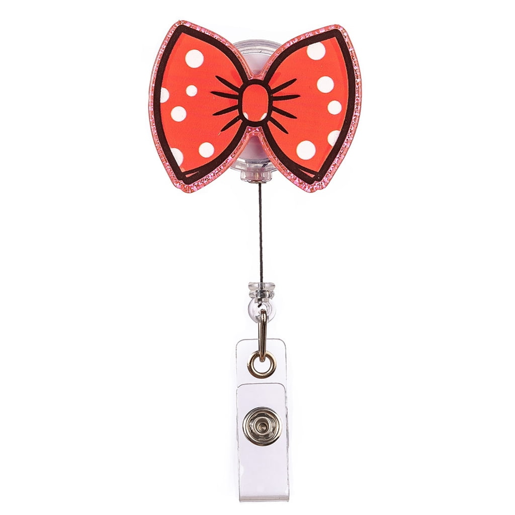 Bowknot Acrylics Badges Holder with Swivel Alligator Clip Retractable ...