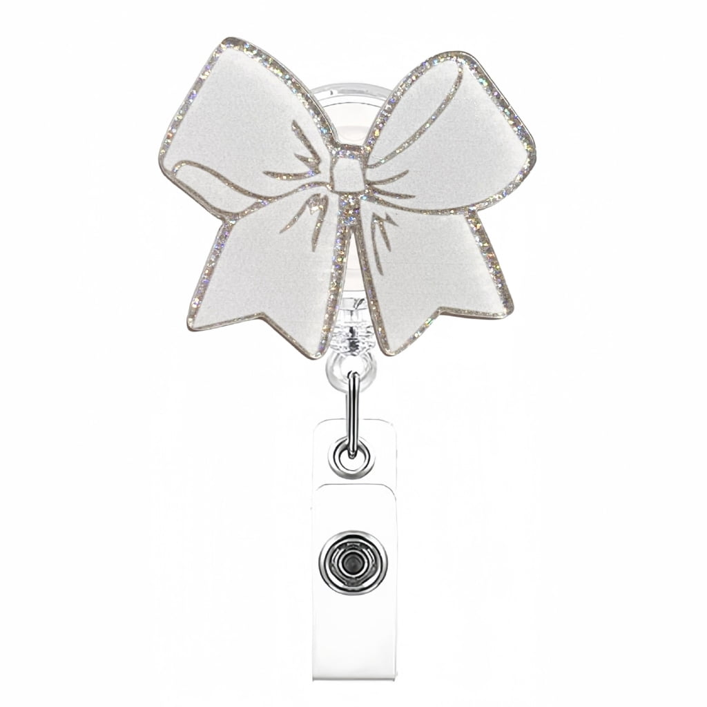 Bowknot Acrylics Badges Holder with Swivel Alligator Clip Retractable ...