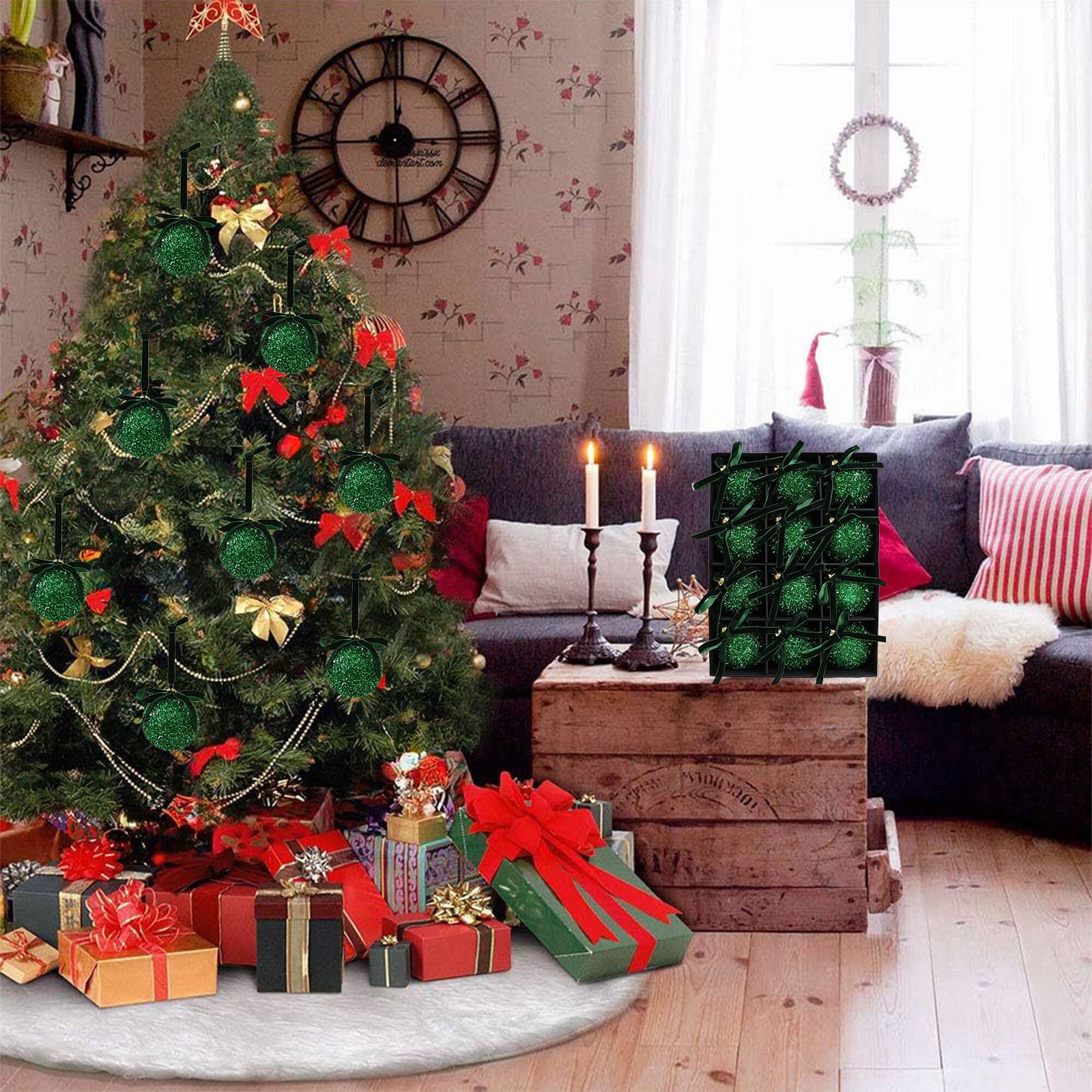 Bowknot Ball Ornaments, Christmas Tree Decorations, 16-Piece Set, 3.14 ...