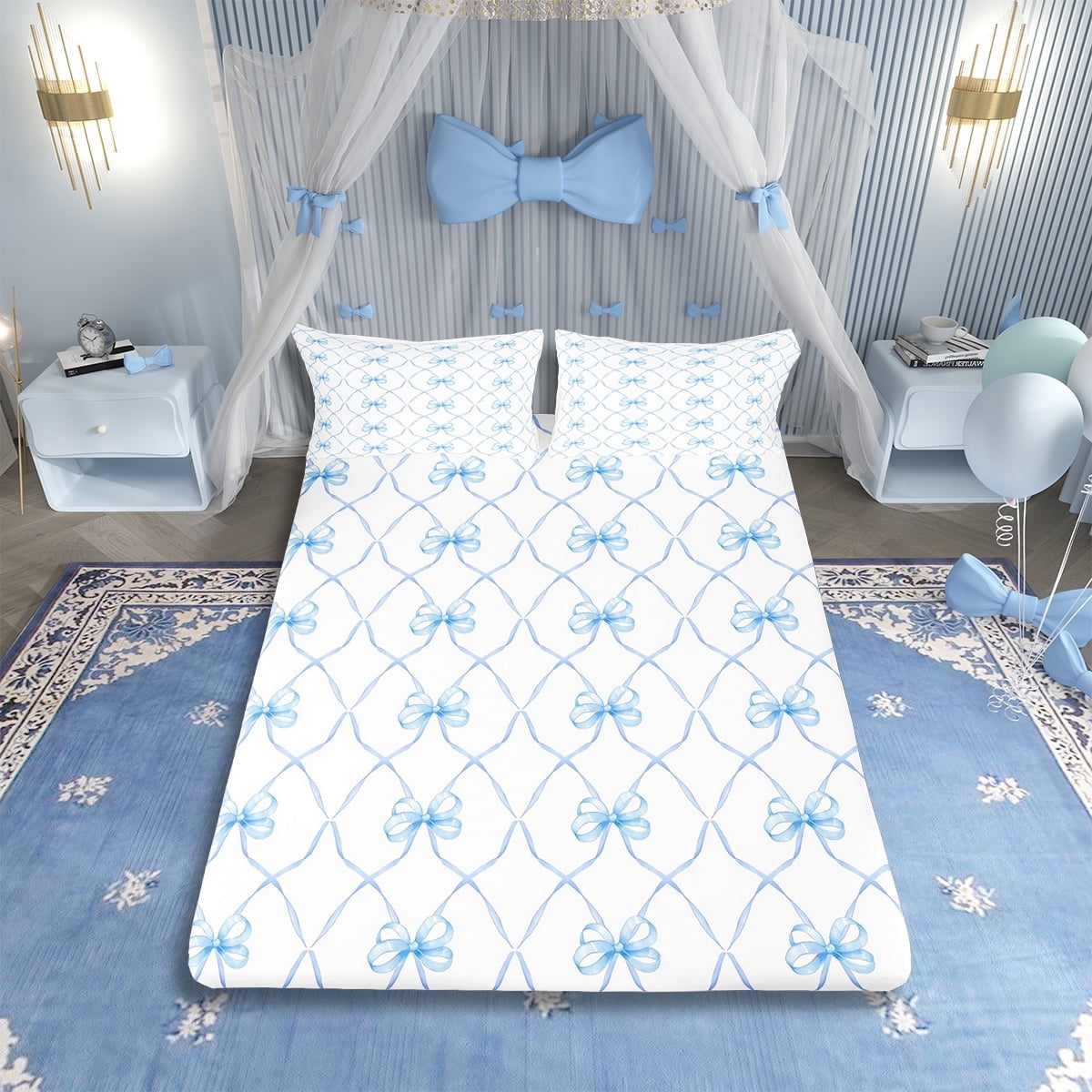 Bowknot Bed Sheets Set King Bow Knot Sheet Set Butterfly Knot Bow Tie ...
