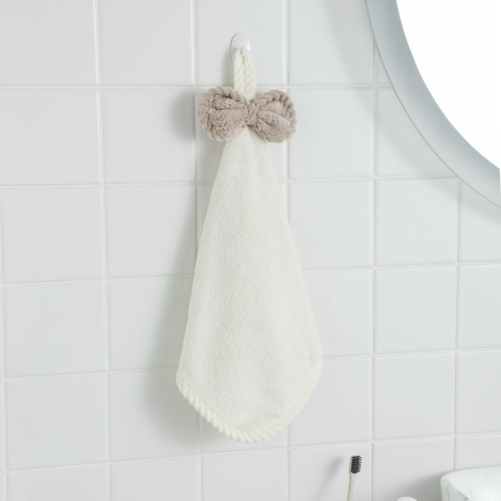 Bowknot Hanging Hand Dry Towels,Microfiber Coral Velvet Hand Towels ...