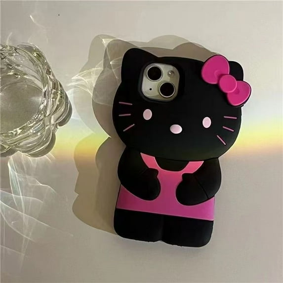 Bowknot Kitty Cat 3D Silicone Soft Phone Case For iPhone 17 Pro Max 16 ...