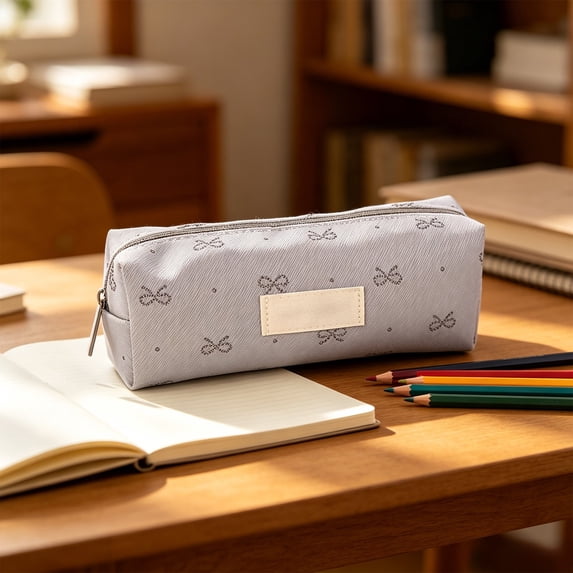 Bowknot Pattern Pencil Pouch 6.7 Inch, Cute Stationery Storage Bag with ...