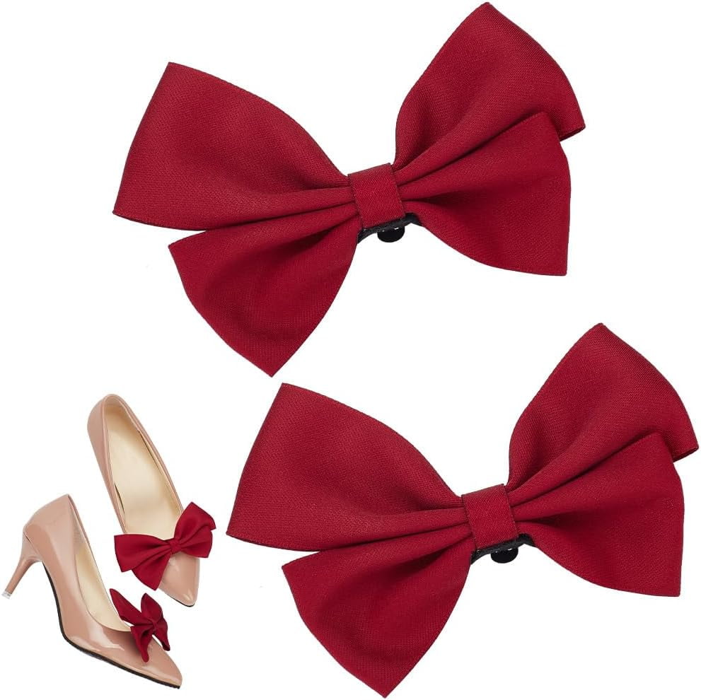 Bowknot Polyester Shoe Decorations Detachable Iron Shoe Buckle Clips ...
