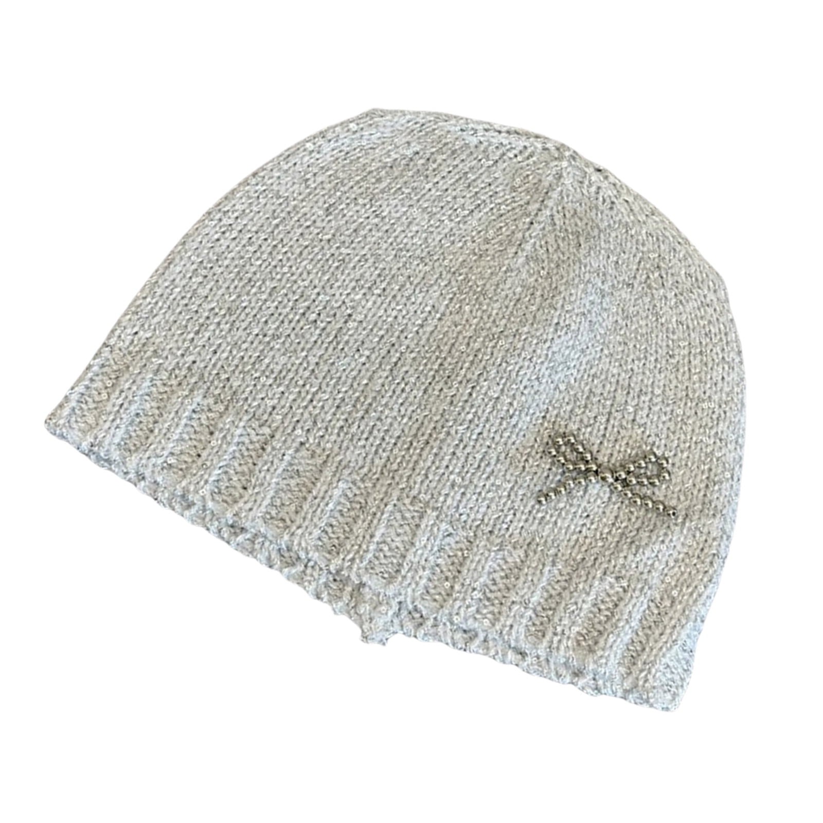 Bowknot Sequined Hat Youth Breathable Hat Fashionable Knitted Hat Soft ...