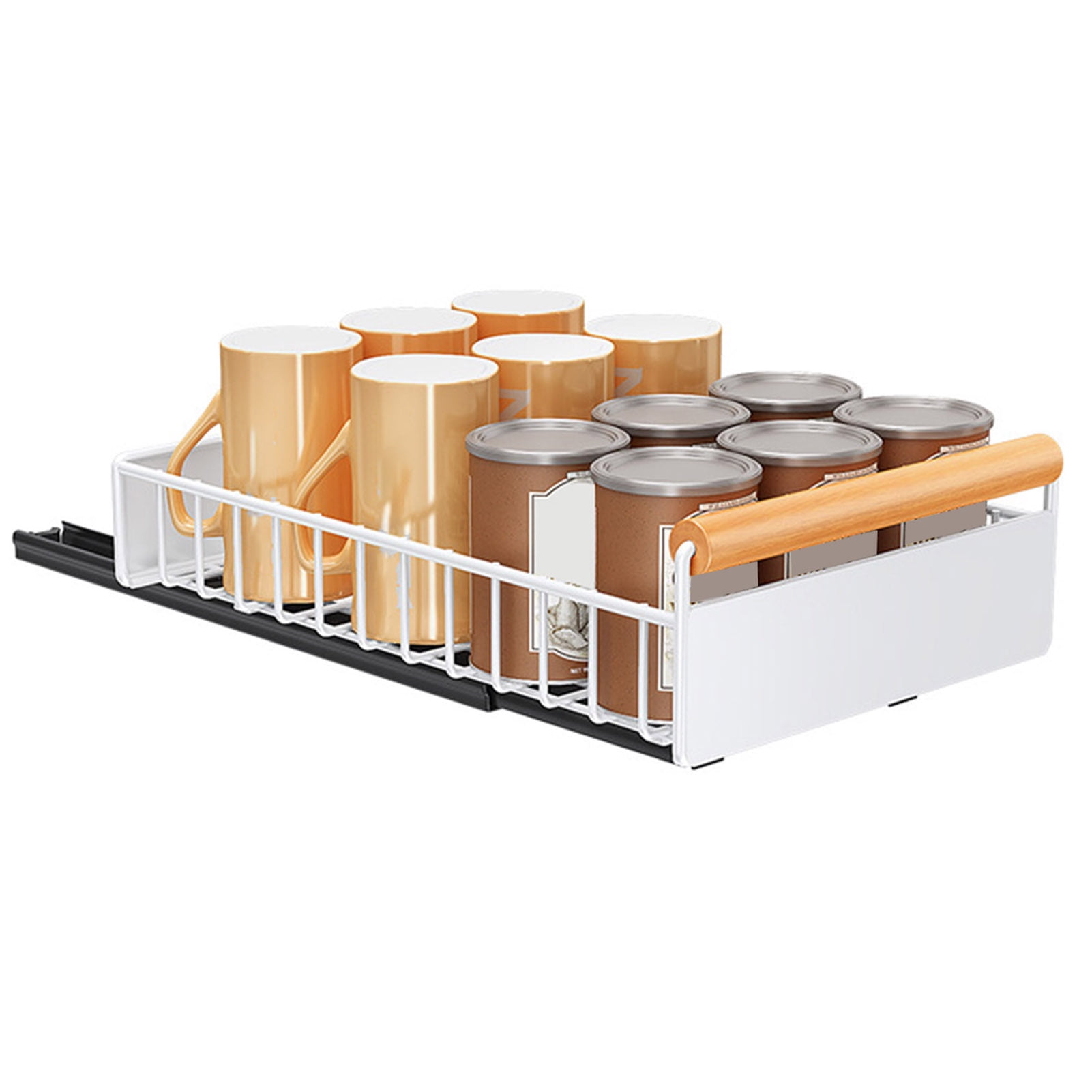 Bowl Dish Storage Rack Large Capacity with Adhesive Rail Pull Out ...