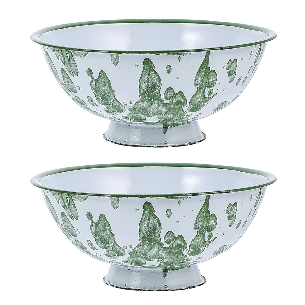 Bowl Enamel Bowls Soup Basin Mixing Pot Dessert Vintage Container Food ...