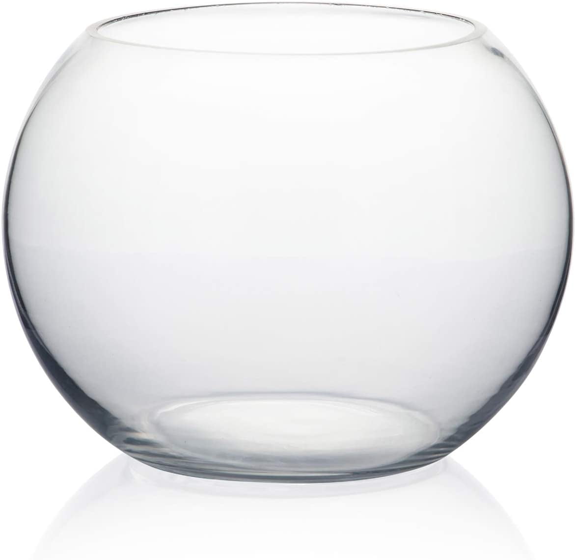 Bowl Glass Vase, Diameter 8", Height 6", Open Width 5", (Multiple Sizes Choices) Clear Bubble ...