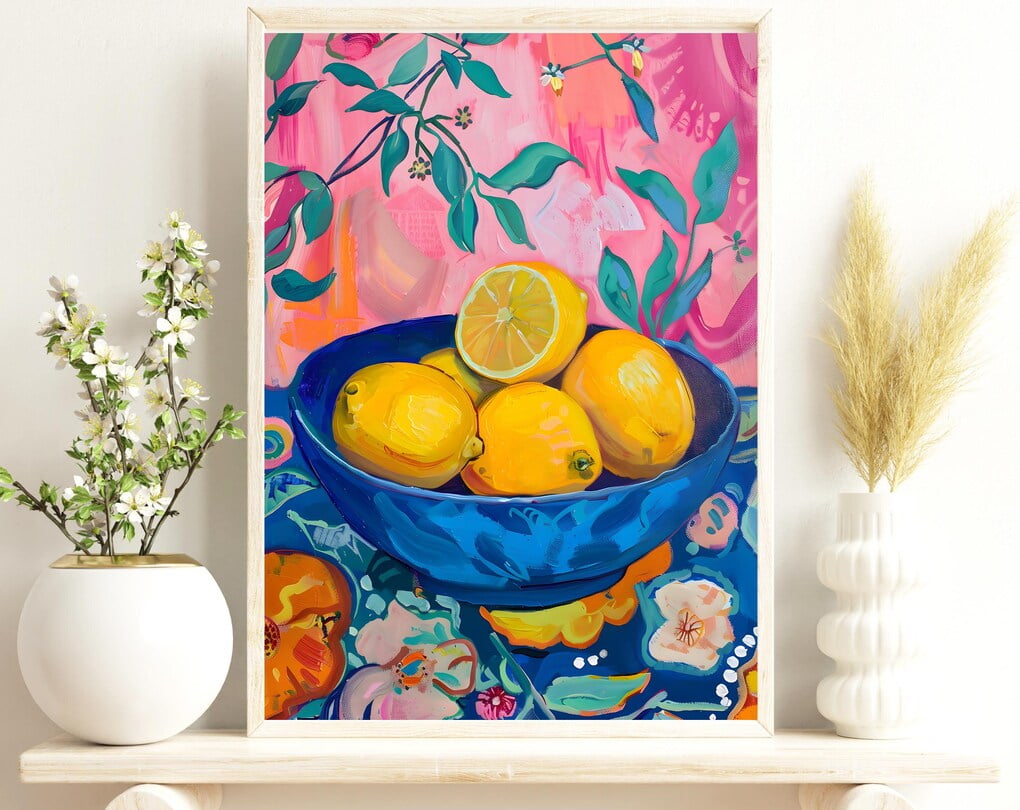 Bowl Of Lemons Art Printed Museum Quality Poster Maximalist Wall Art ...