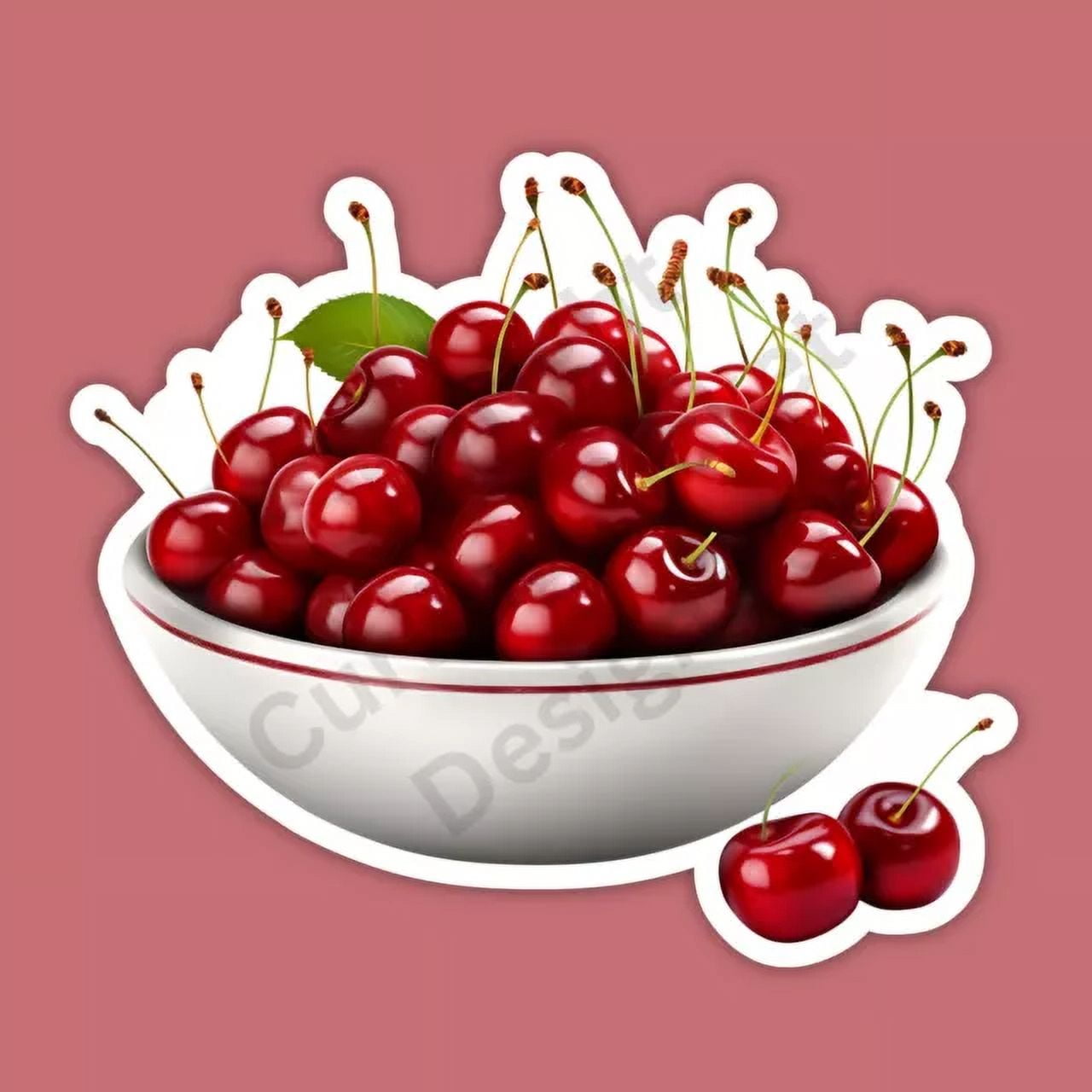 Bowl Of Cherries Food Fruit Delicious Cherry Sticker Phone Decal Water ...