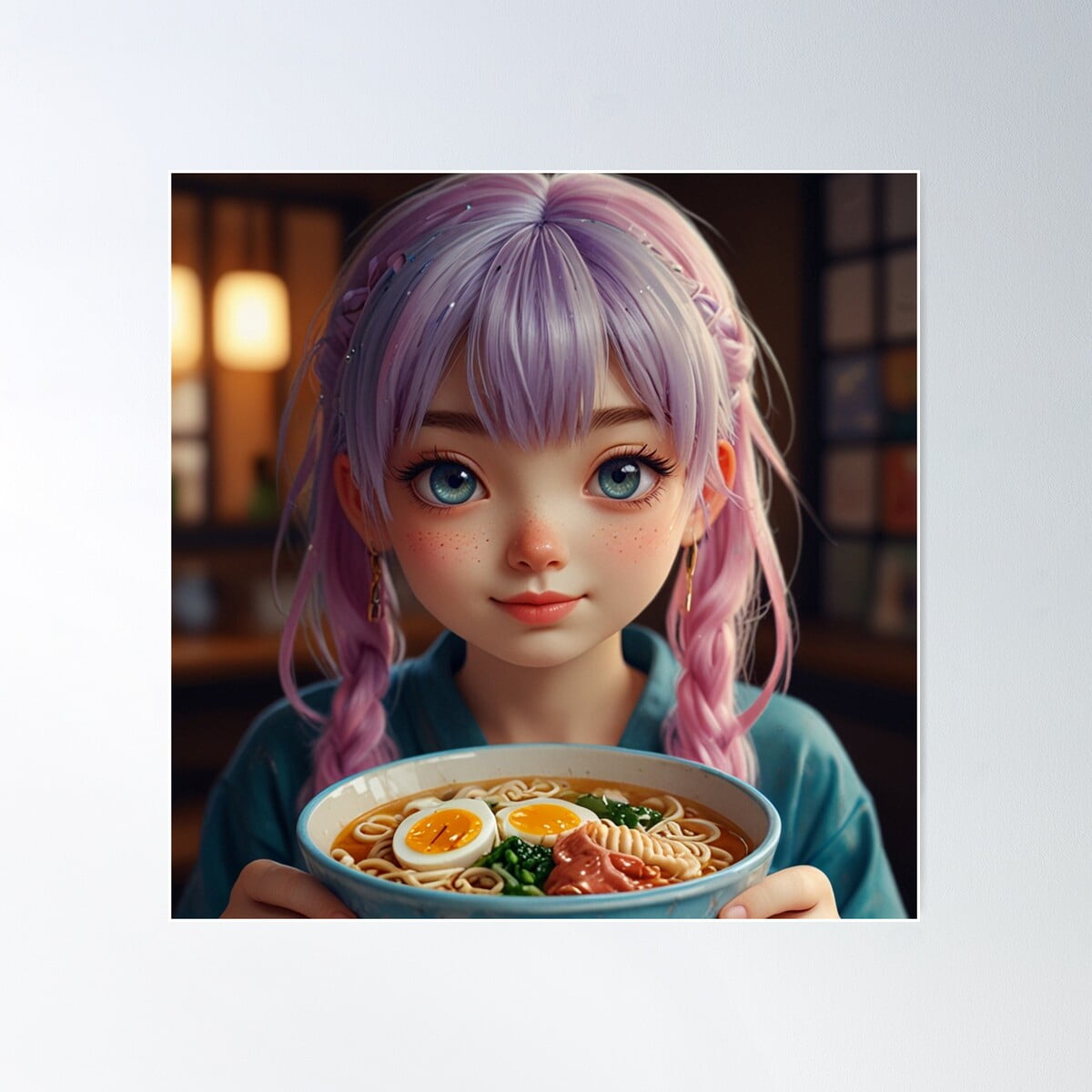 Bowl Of Delicious Ramen Noodles Poster Wall Art, Modern Wall Decor For ...