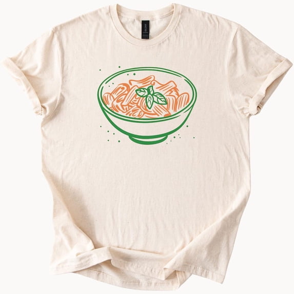 Bowl Of Pasta Graphic T Shirt Cute Italian Food Lover Shirt Hand Drawn ...