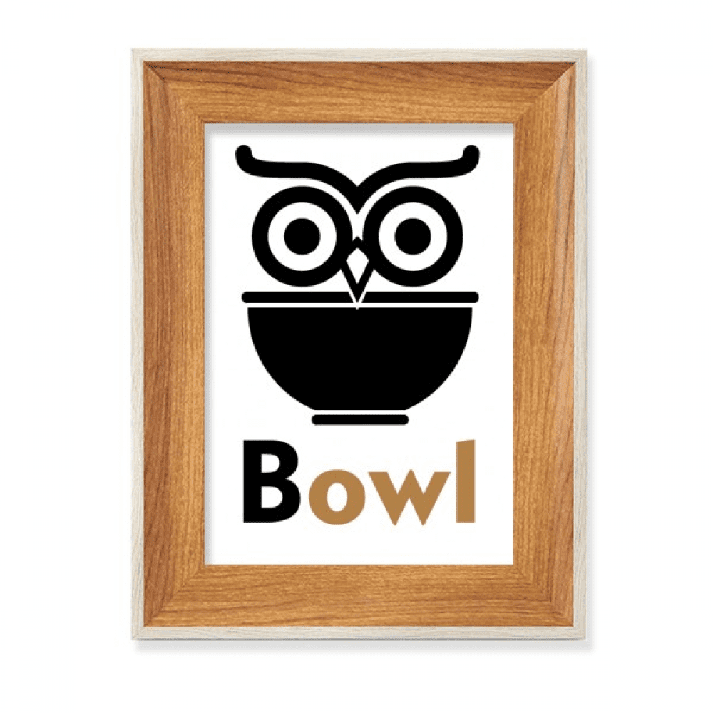 Bowl Rice Owl Combination English Desktop Wooden Photo Frame Display ...