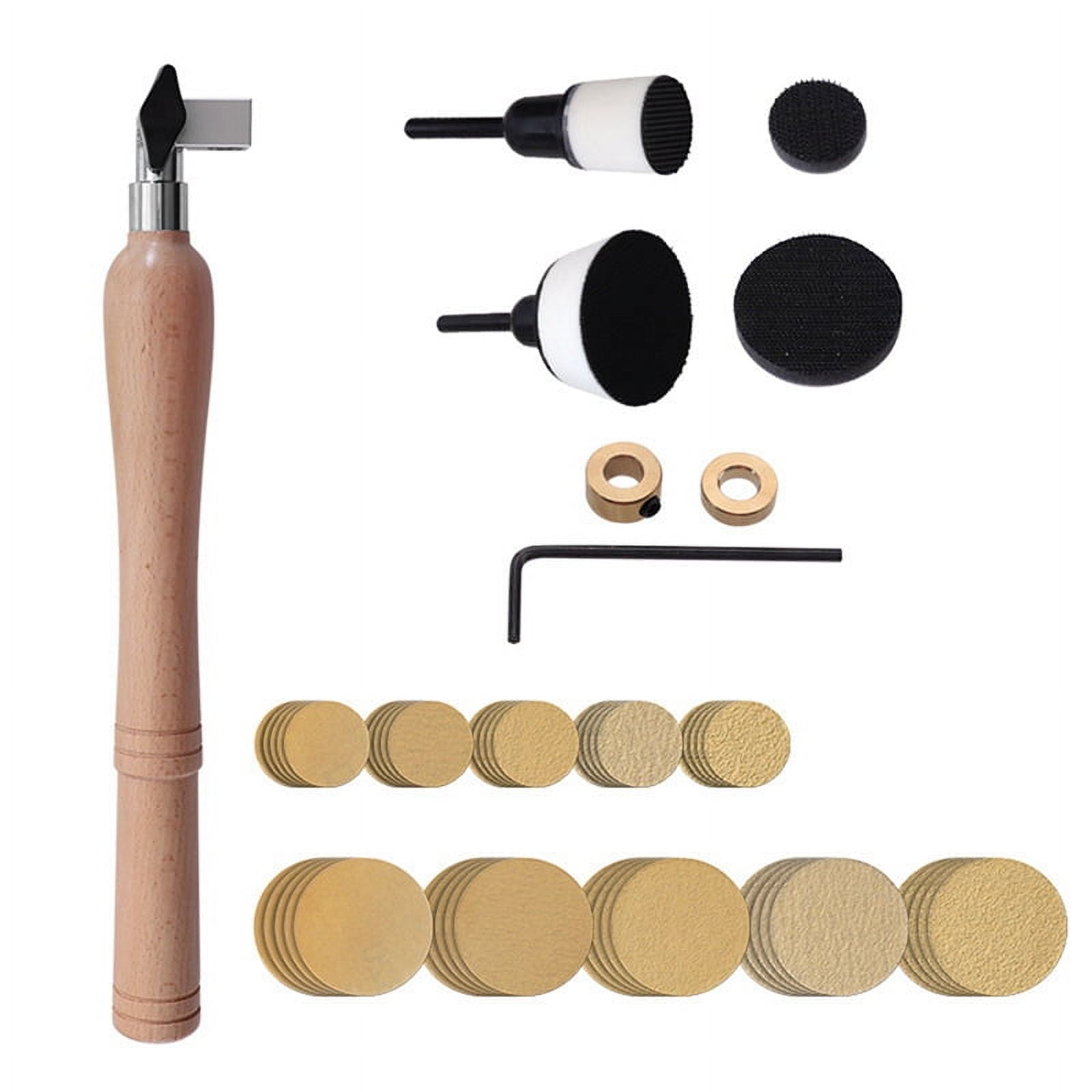 Bowl Sander Set 50pcs Sandpaper Discs Bowl Sanding Tool with Handle for ...