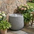Bowl Shaped Fountain, 12.99 Inch Gray Polyresin Outdoor Water Fountain ...