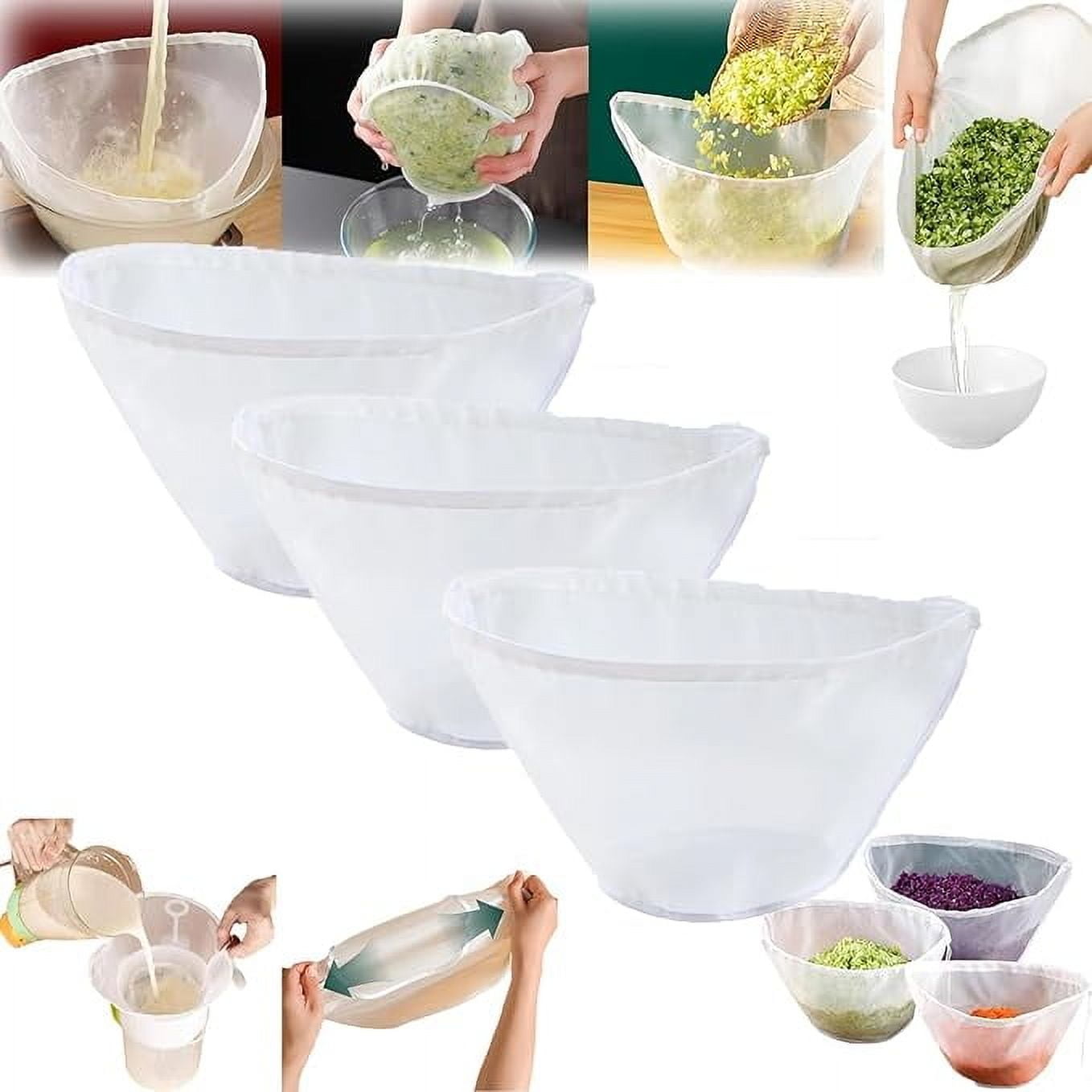 Bowl Shaped Nylon Nut Milk Bag, Reusable Cheese Cloth Bag For Straining ...