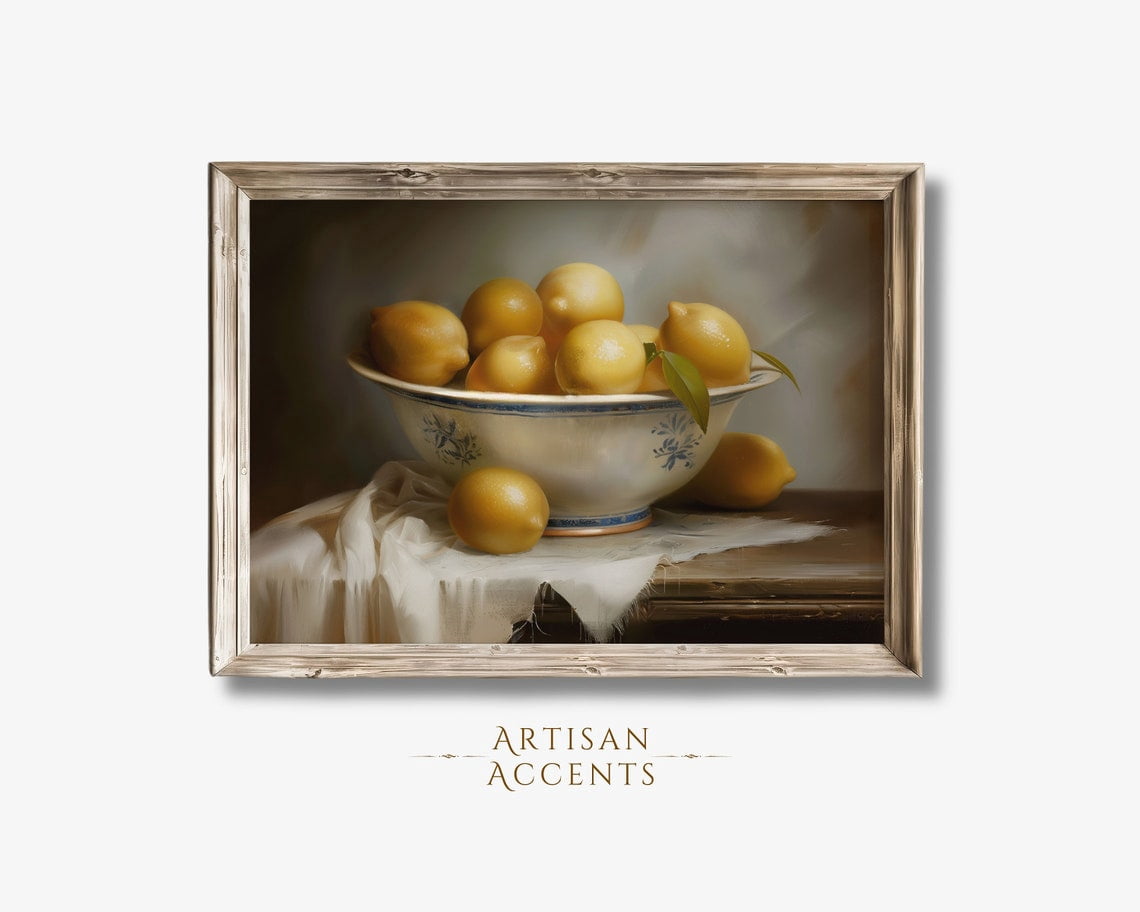 Bowl of Lemons , Wall Decor , Dining Room, Home Decor , JPEG, Art ...