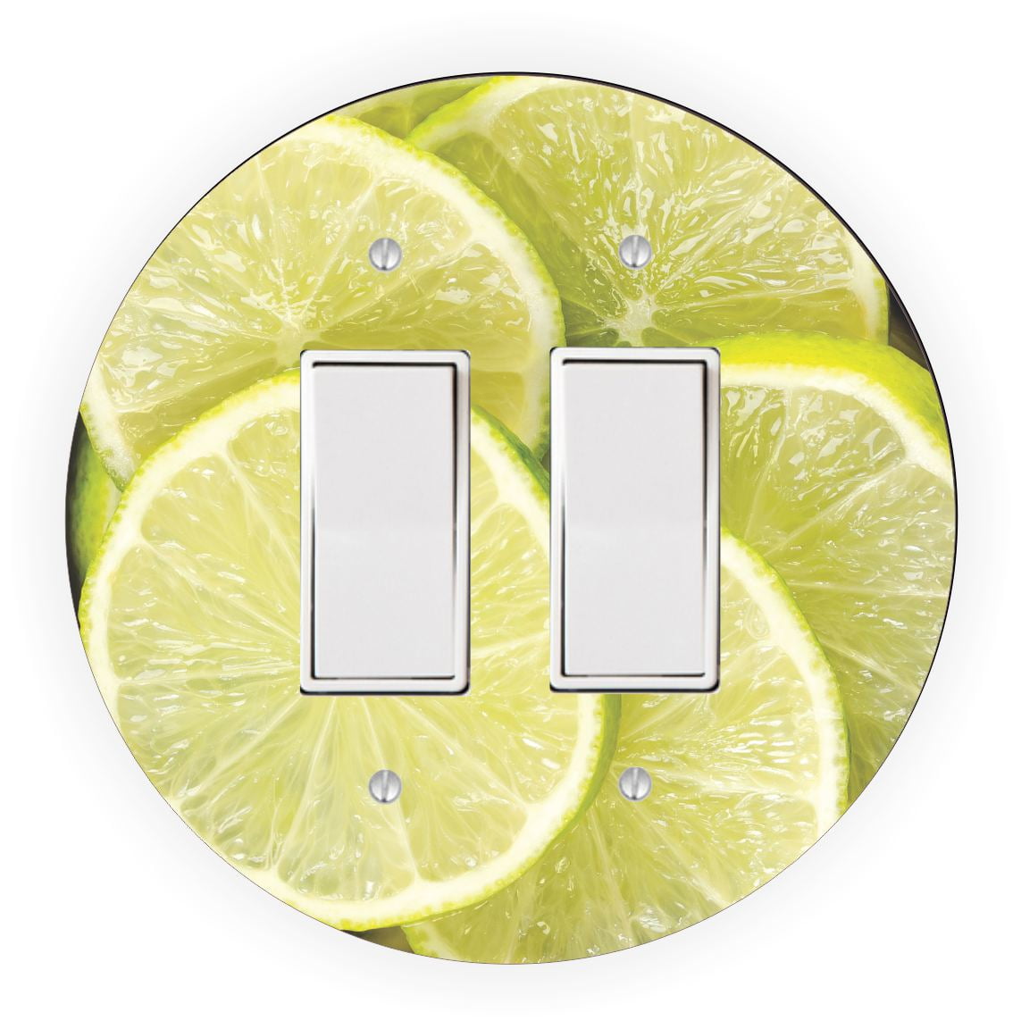 Bowl of Lime Slices Design - Round Light Switch Plate Cover - Double ...