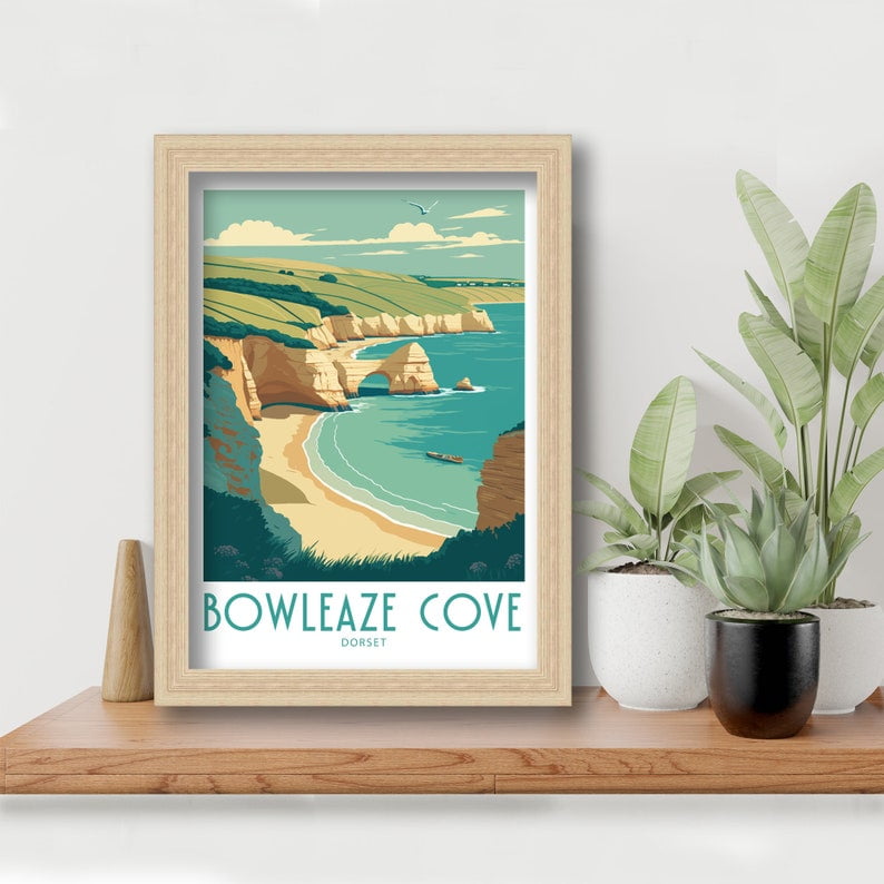 Bowleaze Cove Decor Print, Dorset Wall Art, Scenic Cove Travel Poster ...