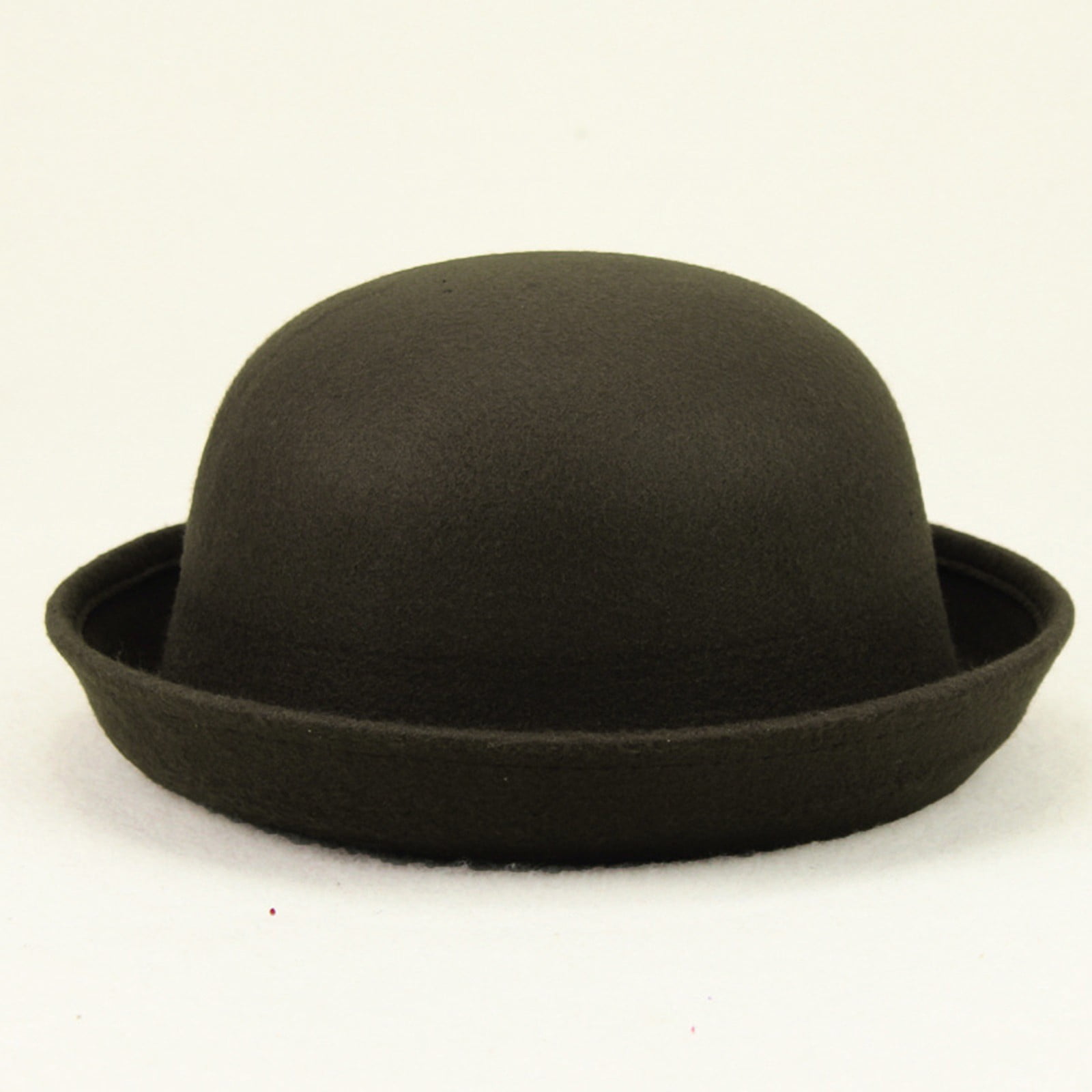 Bowler Hat Women Men Solid Rolled Brim Panama Cloche Bucket Cap Felt ...