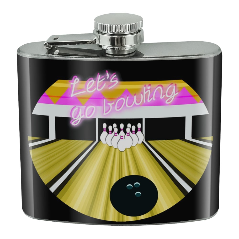 Bowling Alley Ball Pins Stainless Steel 5oz Hip Drink Kidney Flask ...