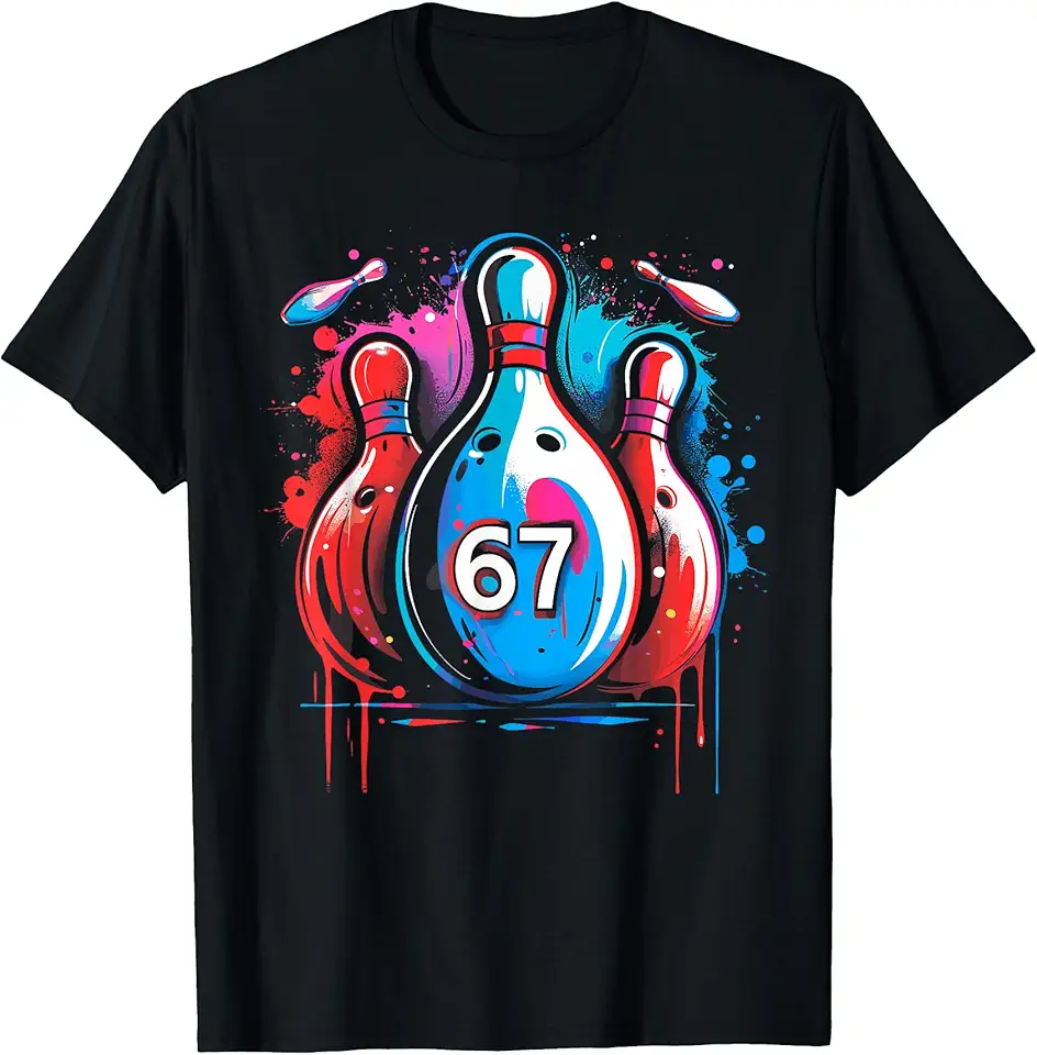 Bowling Ball 67 Six Seven Alpha Slang 6 7 Meme Kids Teacher T-Shirt ...