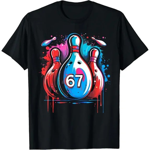 Bowling Ball 67 Six Seven Alpha Slang 6 7 Meme Kids Teacher T-Shirt ...