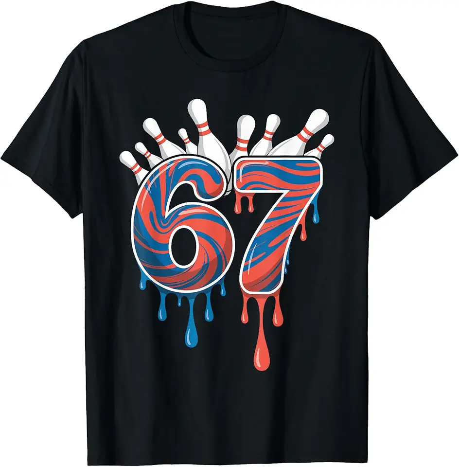 Bowling Ball 67 Six Seven Alpha Slang 6 7 Meme Kids Teacher T-Shirt ...