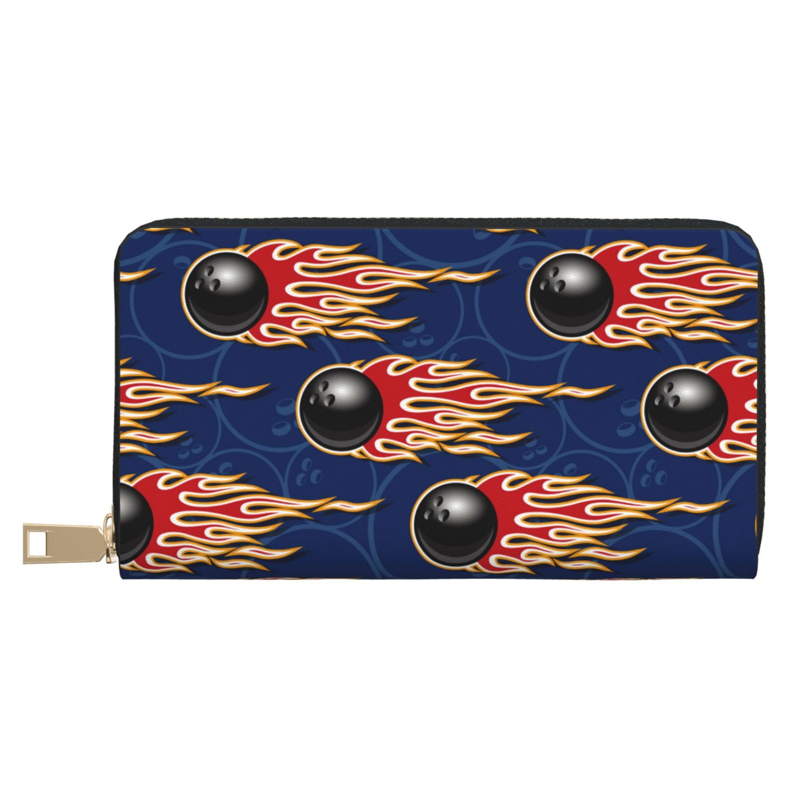 Bowling Ball And Flame Wallet Women, Leather Bifold Multi Card Wallet ...