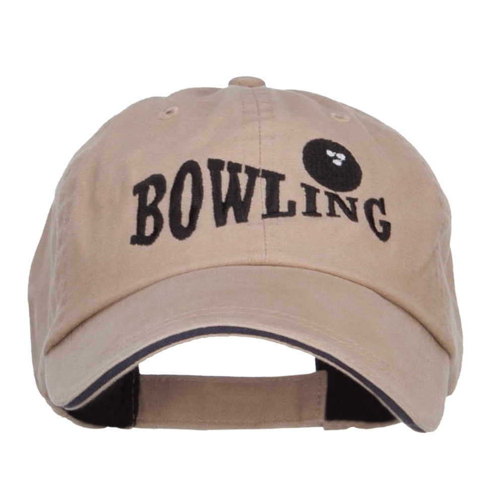 Bowling Ball Embroidered Canvas Cotton Cap - Khaki Navy OSFM - Walmart.com