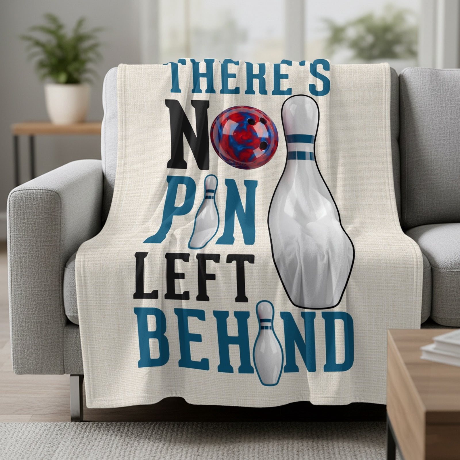 Bowling Ball Fleece Throw Blanket There's No Pin Left Behind Linen ...