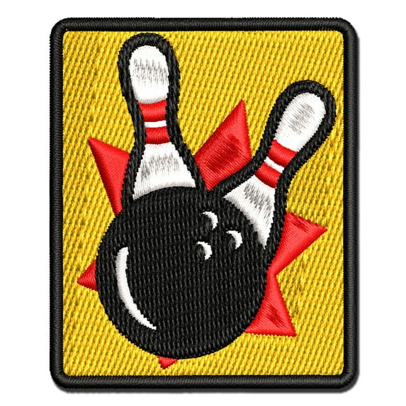 Bowling Ball Knocking Down Pins Applique Multi-Color Embroidered Iron ...