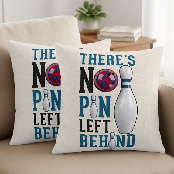 Bowling Ball Pillow Covers Set of 2, There's No Pin Left Behind Linen ...