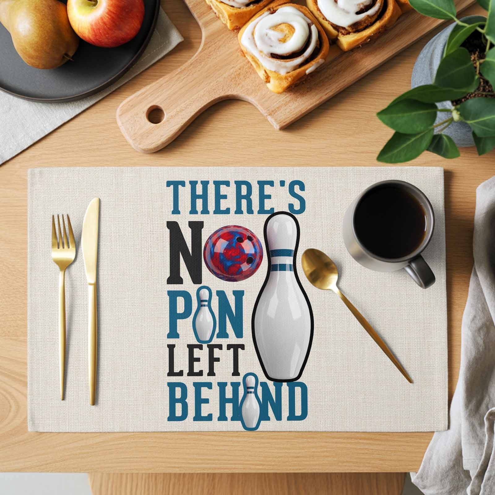 Bowling Ball Placemats Set of 6, There's No Pin Left Behind Linen ...